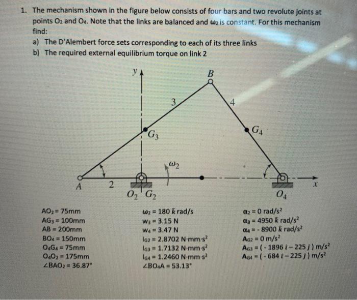 Solved 1. The mechanism shown in the figure below consists | Chegg.com