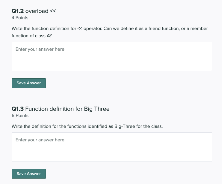Solved Class A is defined as below. All other undefined | Chegg.com