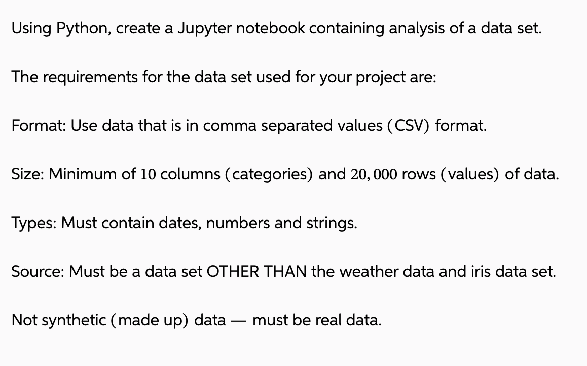 Solved Using Python, create a Jupyter notebook containing | Chegg.com