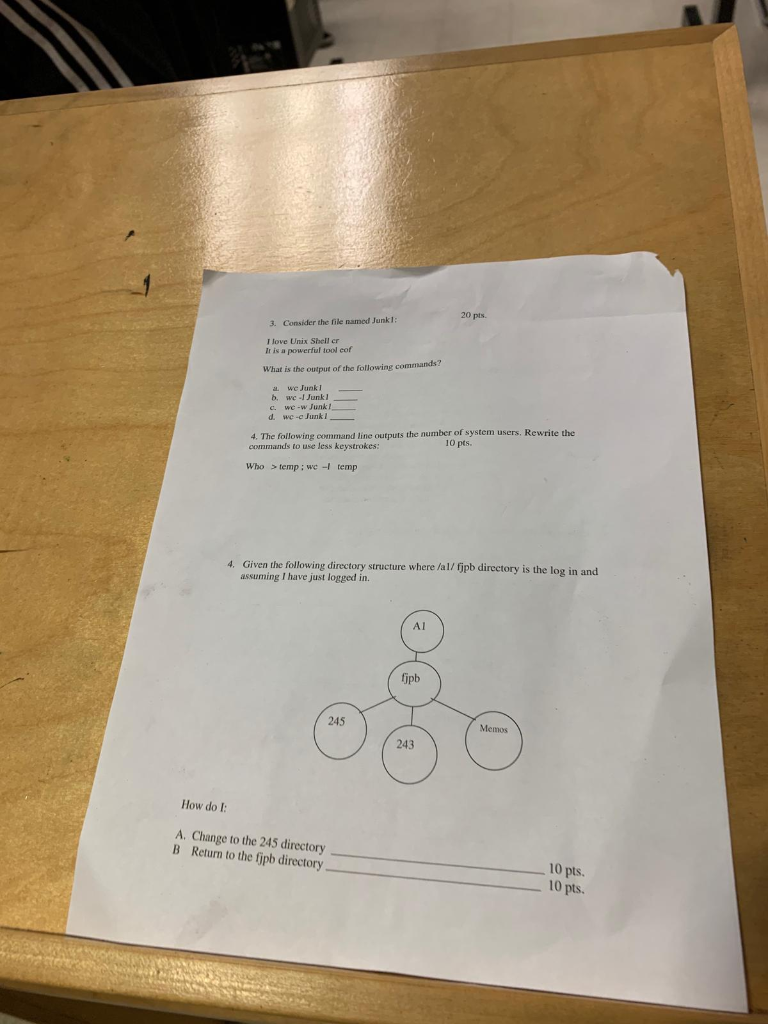 Solved Csc 245 Unix And Shell Programming Name Test 1 20 4379