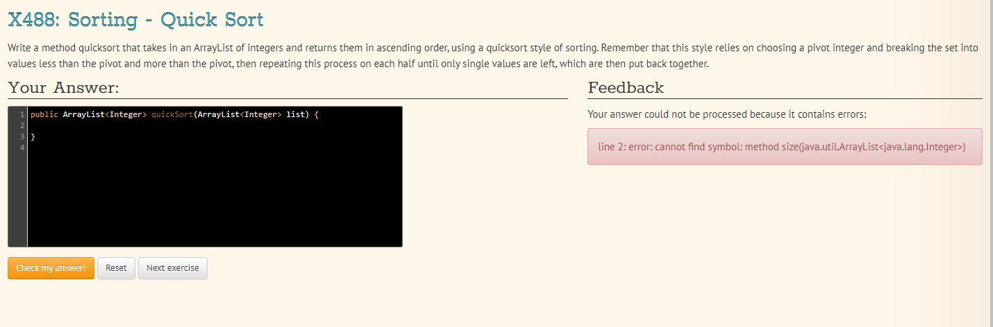 Solved X488: Sorting - Quick Sort Write a method quicksort | Chegg.com