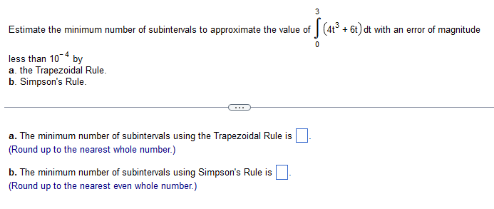 Solved Estimate the minimum number of subintervals to | Chegg.com