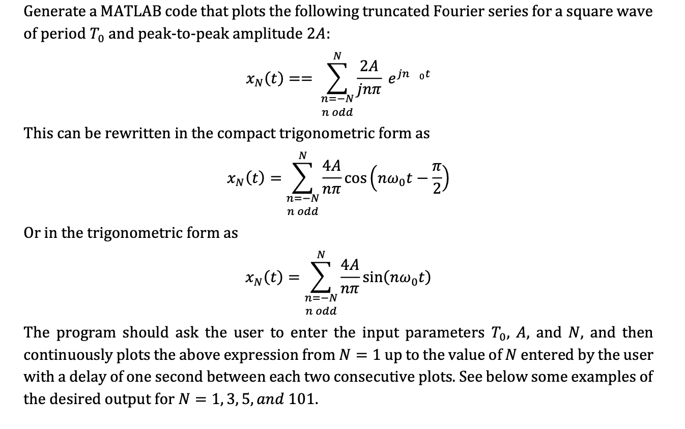 Solved Generate a MATLAB code that plots the following | Chegg.com