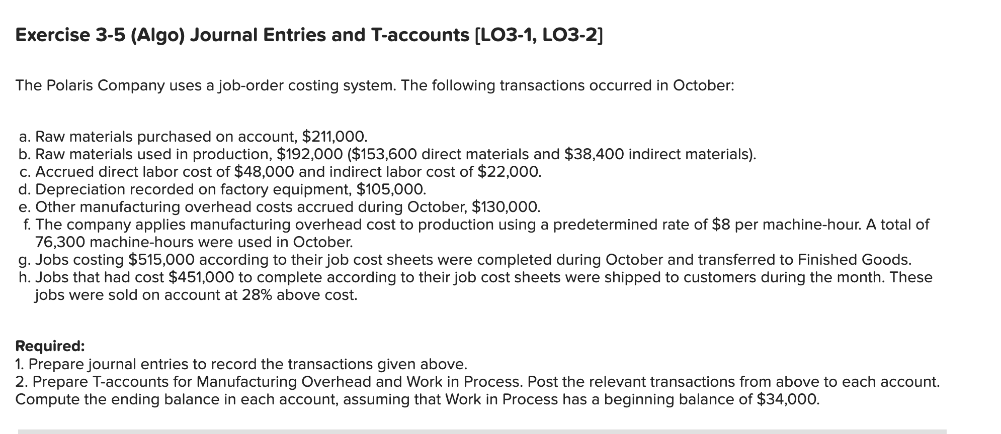 Solved Exercise 3-5 (Algo) Journal Entries and T-accounts | Chegg.com