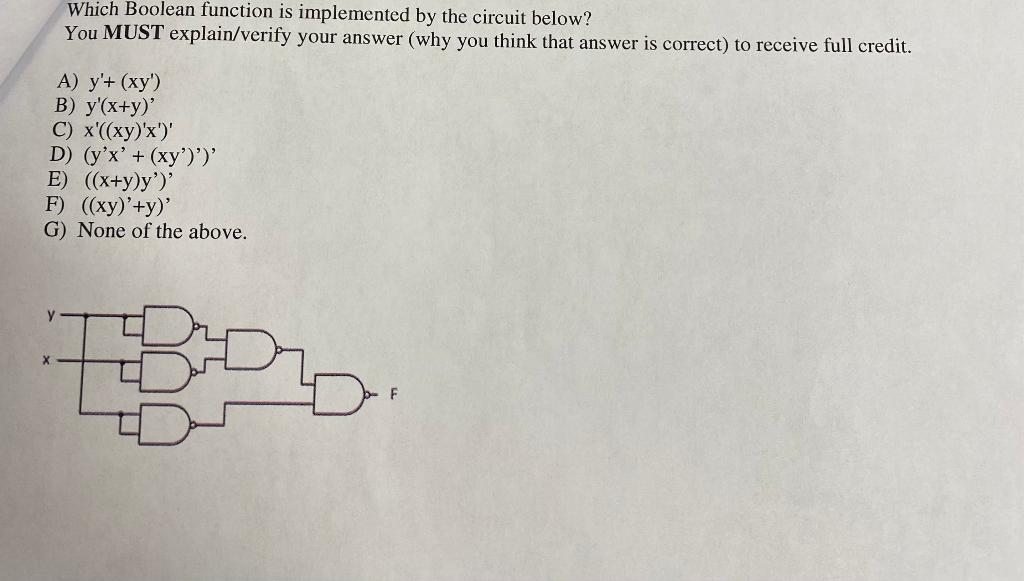 Solved Which Boolean Function Is Implemented By The Circuit
