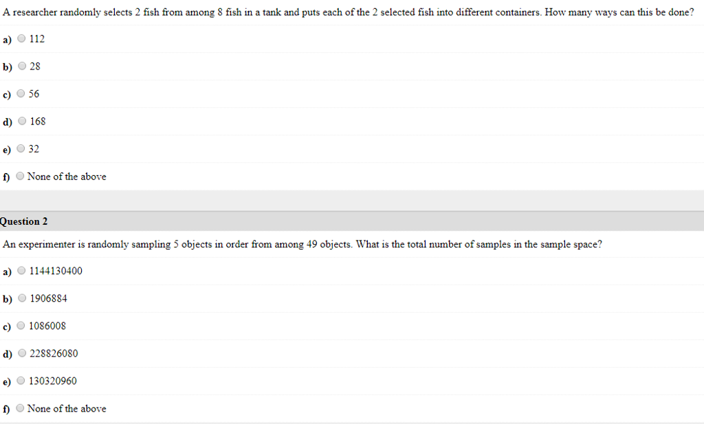 Solved A researcher randomly selects 2 fish from among 8 | Chegg.com