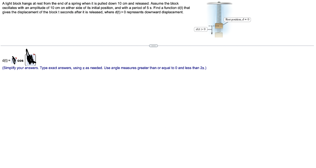 Solved A light block hangs at rest from the end of a spring | Chegg.com