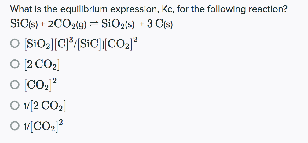 Solved + What is the equilibrium expression, Kc, for the | Chegg.com ...