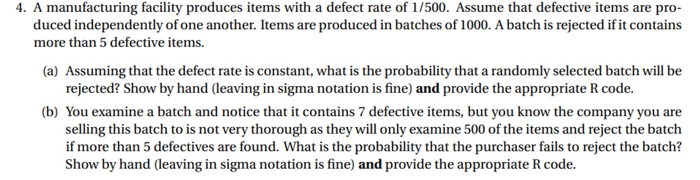 Solved A manufacturing facility produces items with a defect | Chegg.com
