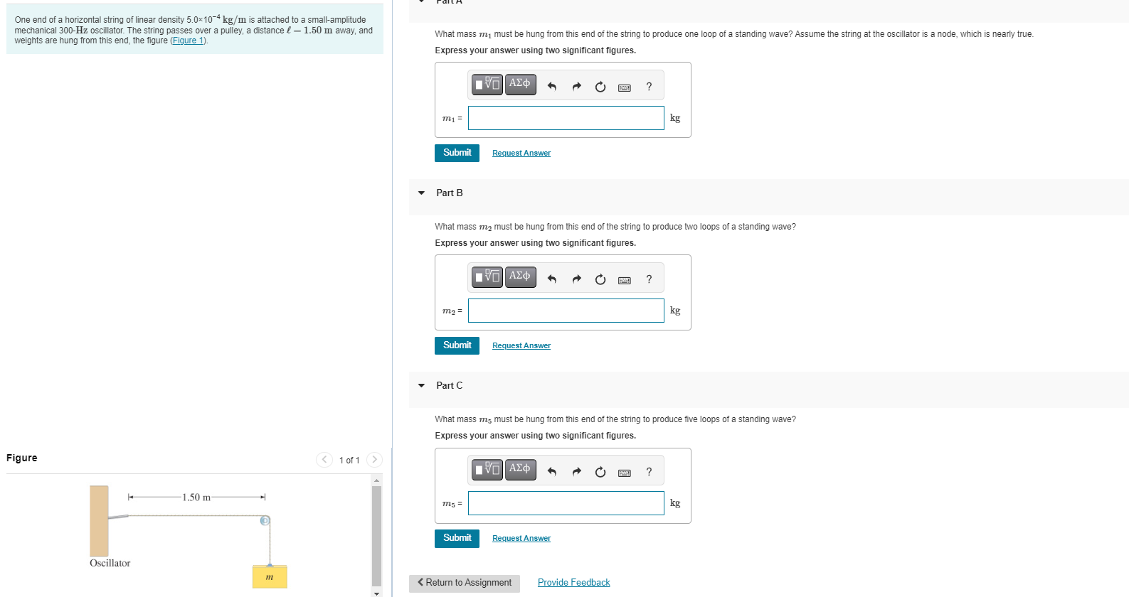 Solved One end of a horizontal string of linear density | Chegg.com