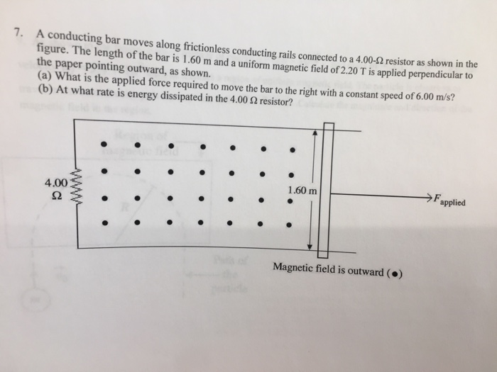 Solved 7. A conducting bar moves along frictionless | Chegg.com