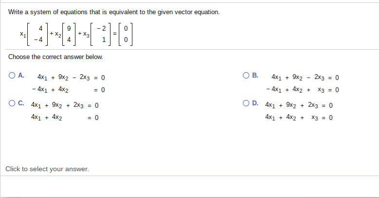 Solved Write a system of equations that is equivalent to the | Chegg.com