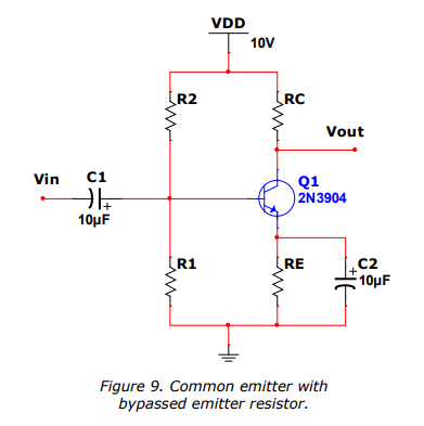 Solved Common emitter amplifier with bypassed | Chegg.com