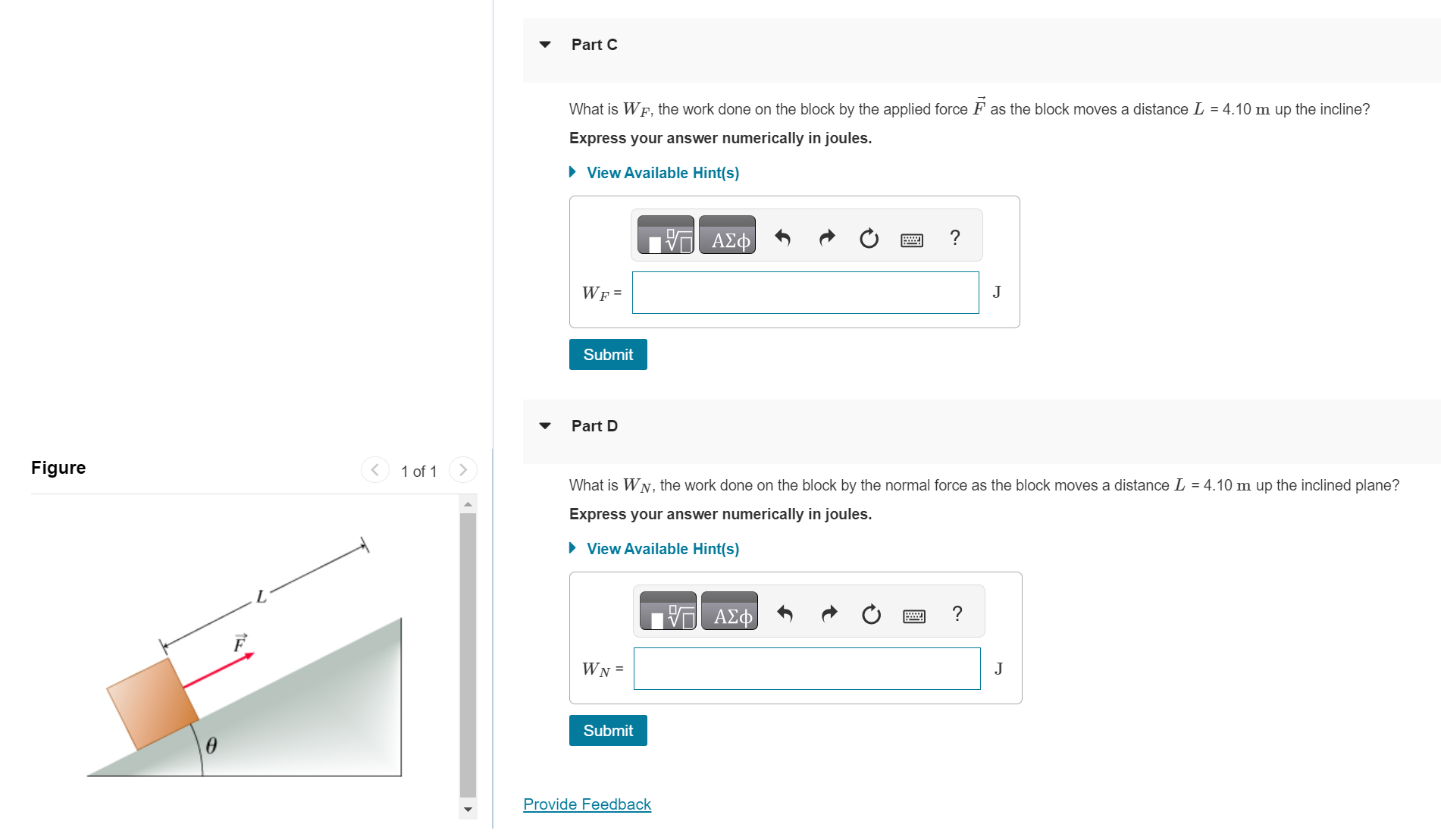 Solved The block moves up an incline with constant speed. | Chegg.com