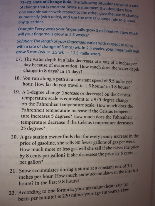 Solved Rate of Change Rule. The following situations involve | Chegg.com
