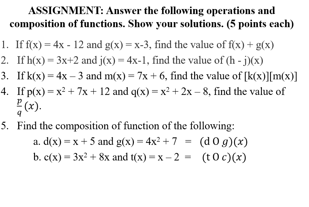 Solved ASSIGNMENT: Answer the following operations and | Chegg.com