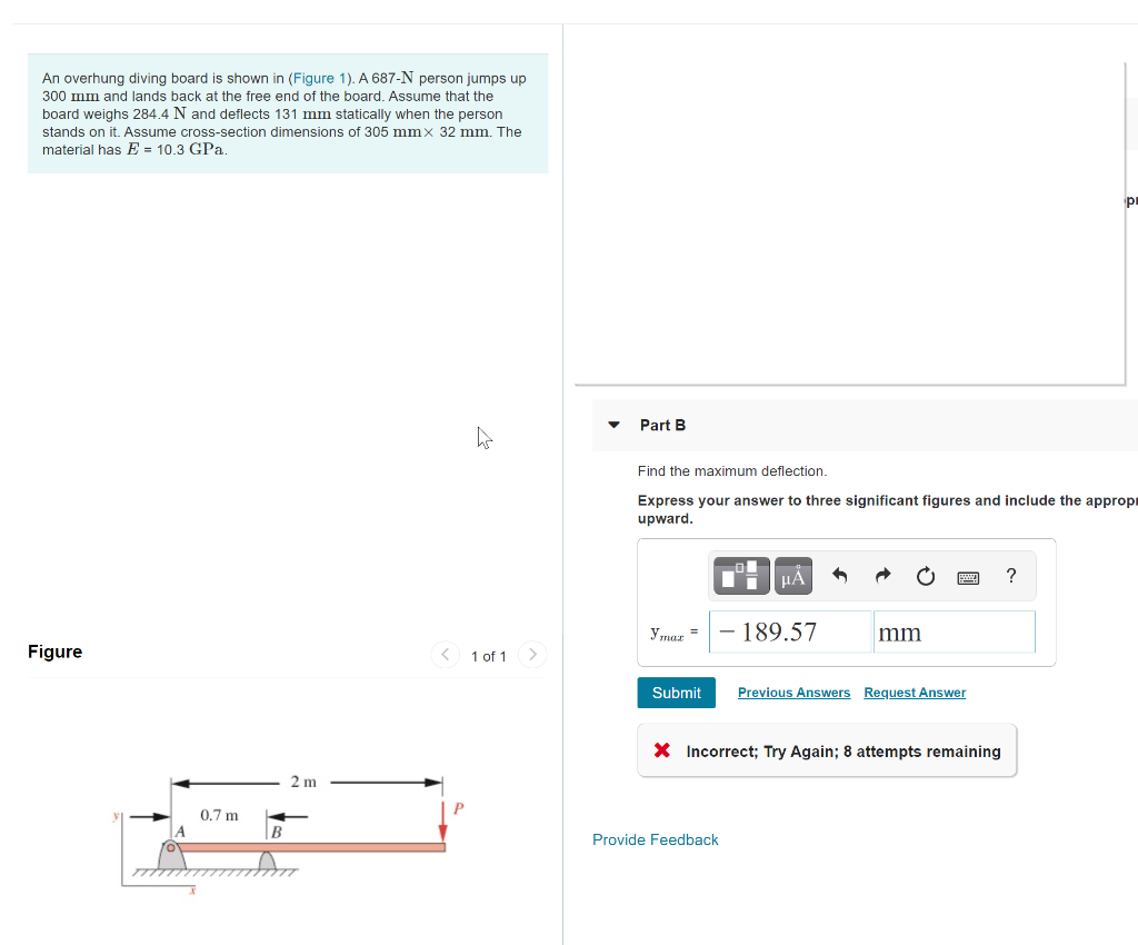 Solved An overhung diving board is shown in (Figure 1). A | Chegg.com