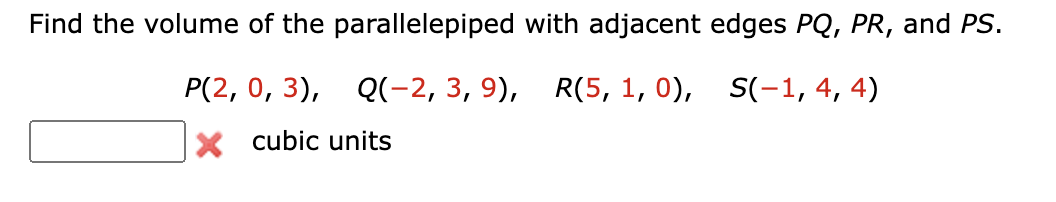 Solved Find the volume of the parallelepiped with adjacent | Chegg.com