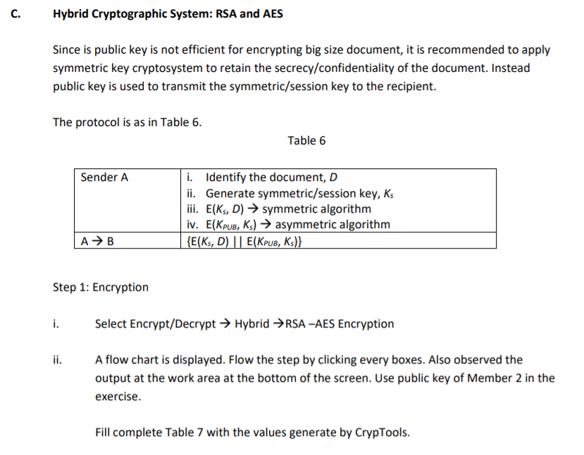 Solved C. Hybrid Cryptographic System: RSA and AES Since is | Chegg.com