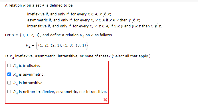 Solved A relation R on a set A is defined to be Let A = | Chegg.com