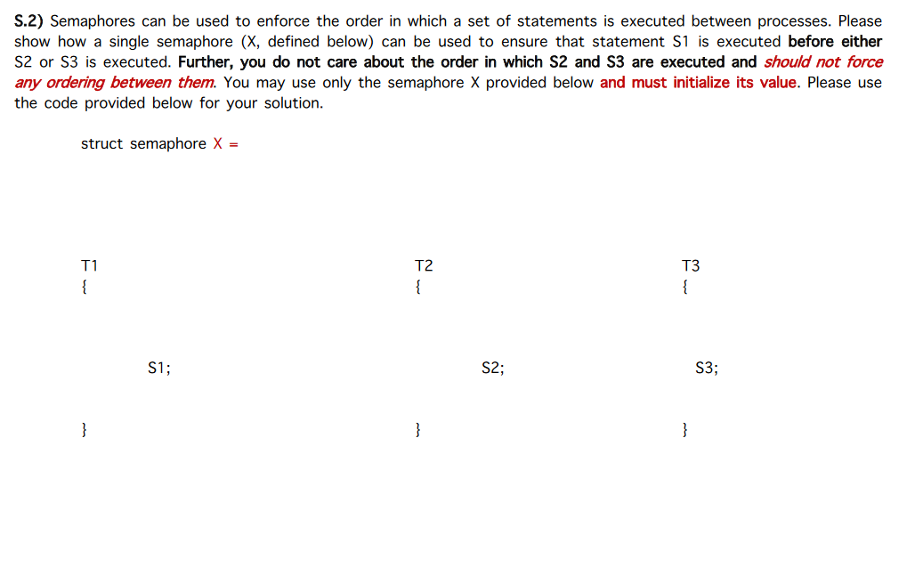 Semaphores Enforce Execution Order Process Diagram Solved Pr
