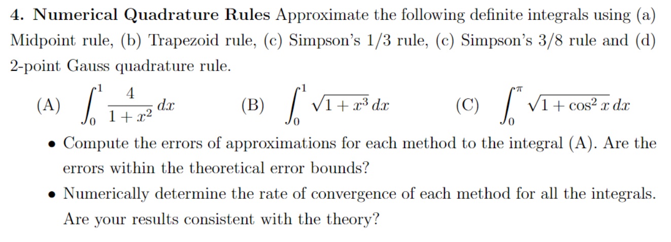 Solved 4. Numerical Quadrature Rules Approximate the | Chegg.com