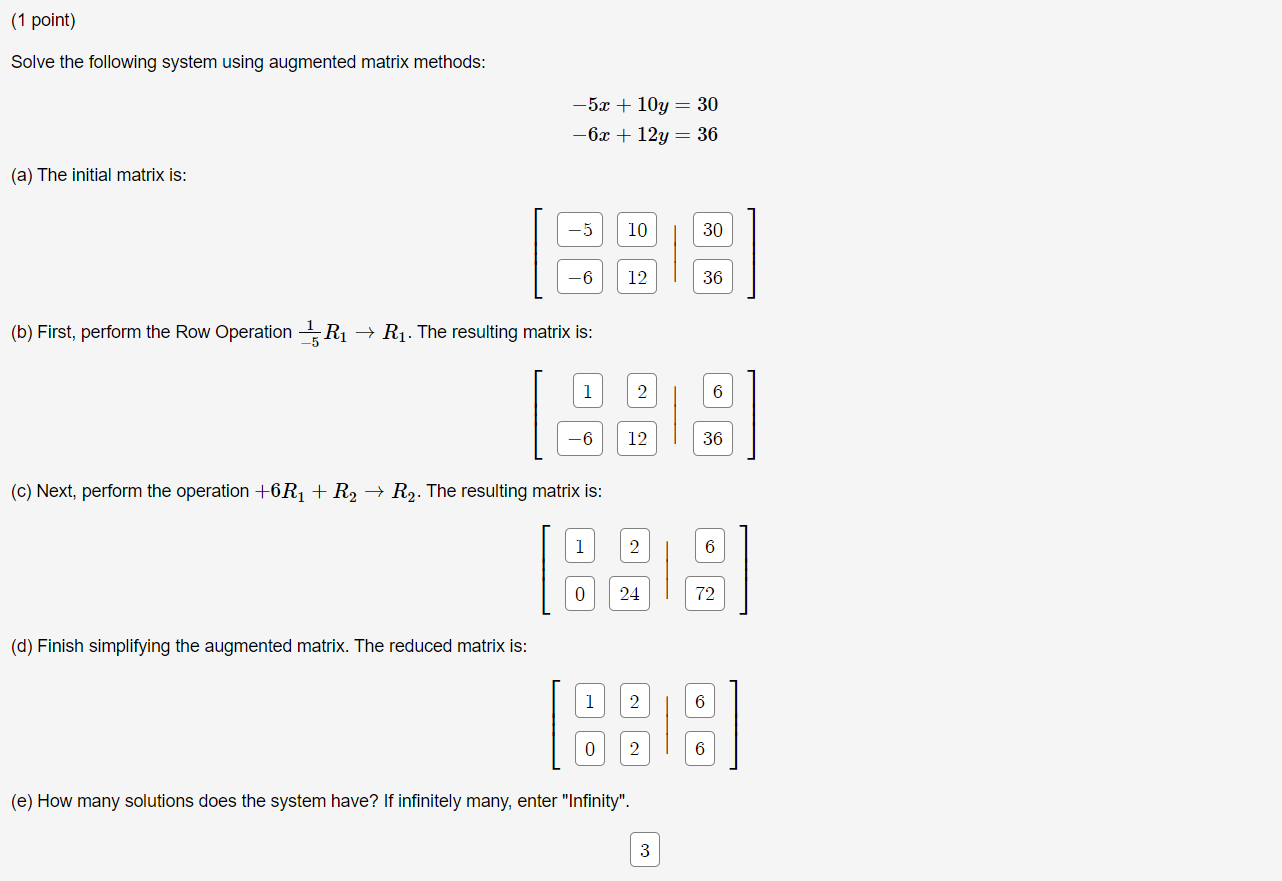 Solved Solve the following system using augmented matrix | Chegg.com