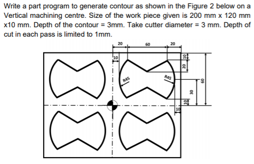 Write a part program to generate contour as shown in | Chegg.com