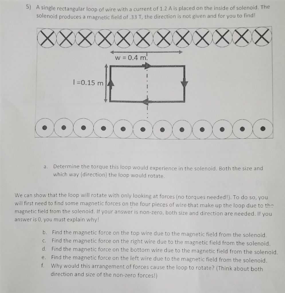 Solved A single rectangular loop of wire with a current of | Chegg.com