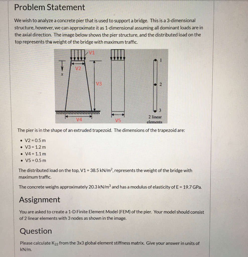 Problem Statement We wish to analyze a concrete pier | Chegg.com