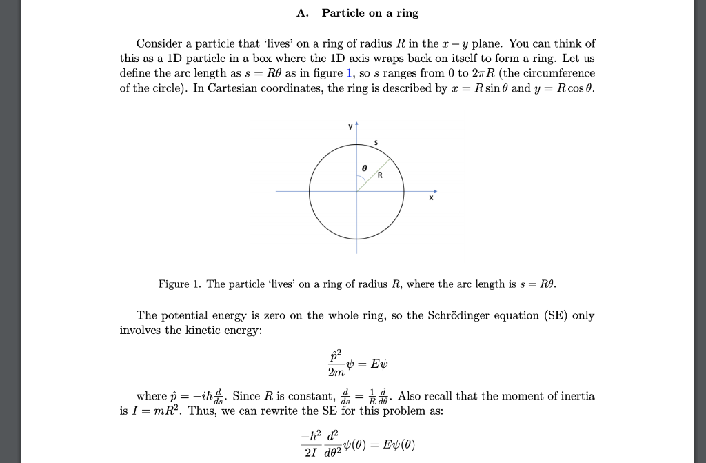 Solved A. Particle on a ring Consider a particle that | Chegg.com