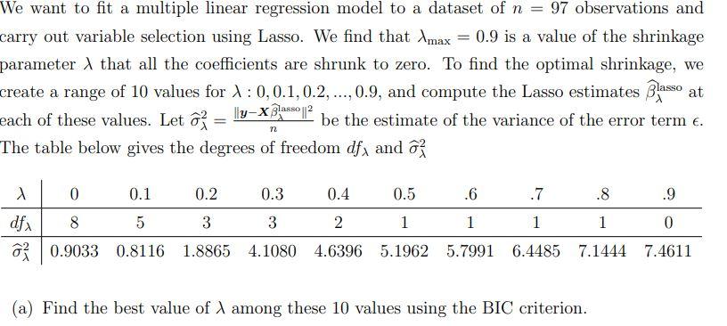 Solved We want to fit a multiple linear regression model to | Chegg.com