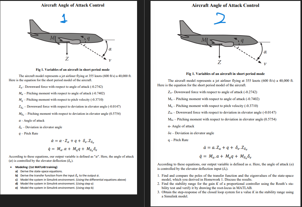 Solved Aircraft Angle of Attack Control Aircraft Angle of | Chegg.com