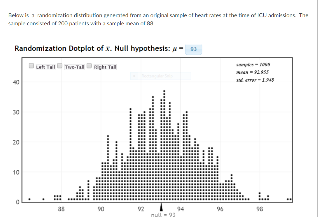 Solved Below is a randomization distribution generated from | Chegg.com
