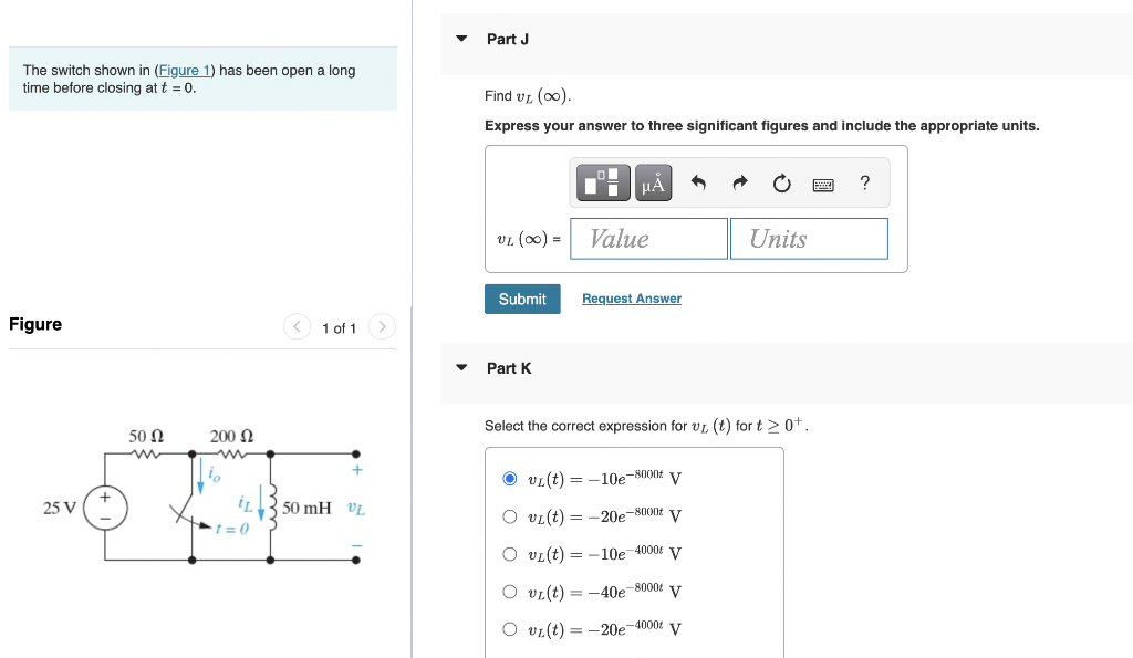 Solved The switch shown in (Figure 1) has been open a long | Chegg.com