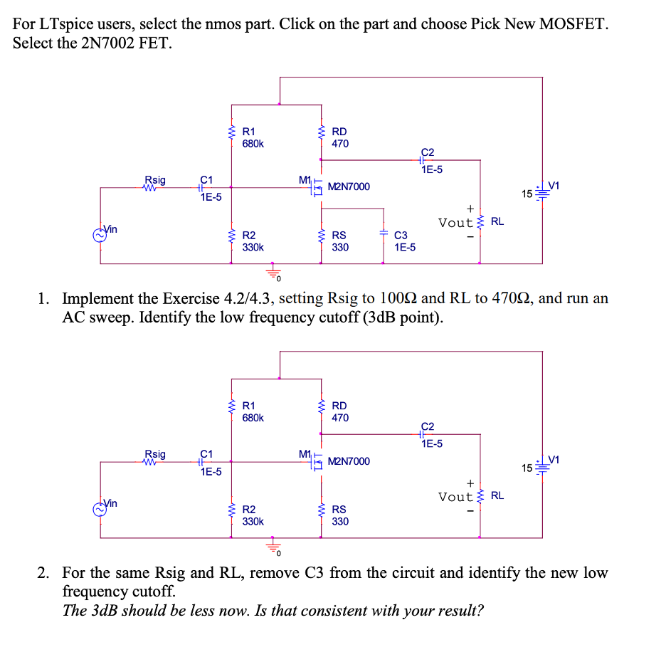 For LTspice users, select the nmos part. Click on the | Chegg.com