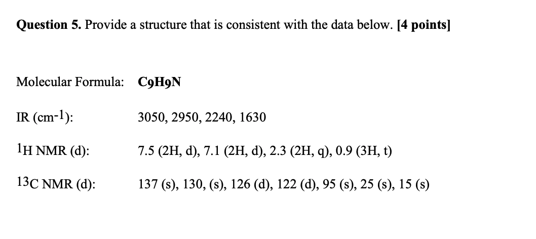 Solved Question 5. Provide a structure that is consistent | Chegg.com