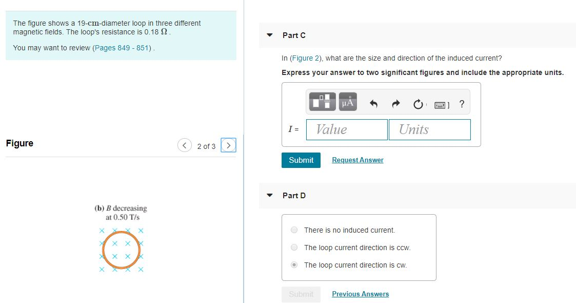Solved The figure shows a 19-cm-diameter loop in three | Chegg.com