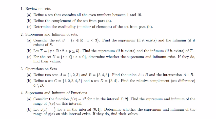 Solved 1. Review on sets. (a) Define a set that contains all | Chegg.com