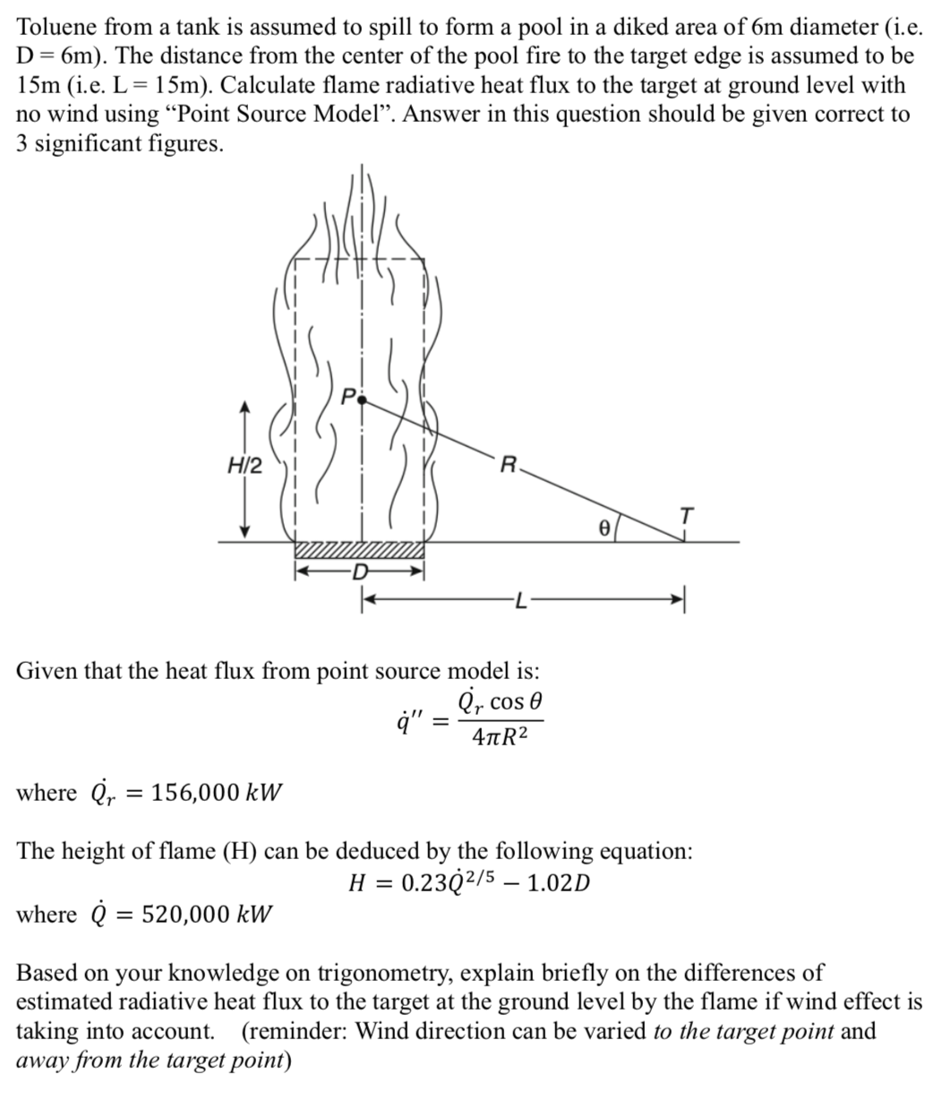 Solved Toluene from a tank is assumed to spill to form a | Chegg.com
