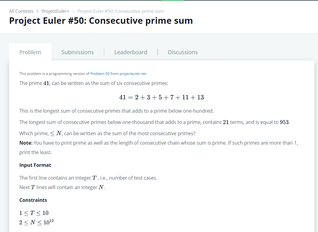 Solved All Contests Projecteuler Project Euler 50 Chegg