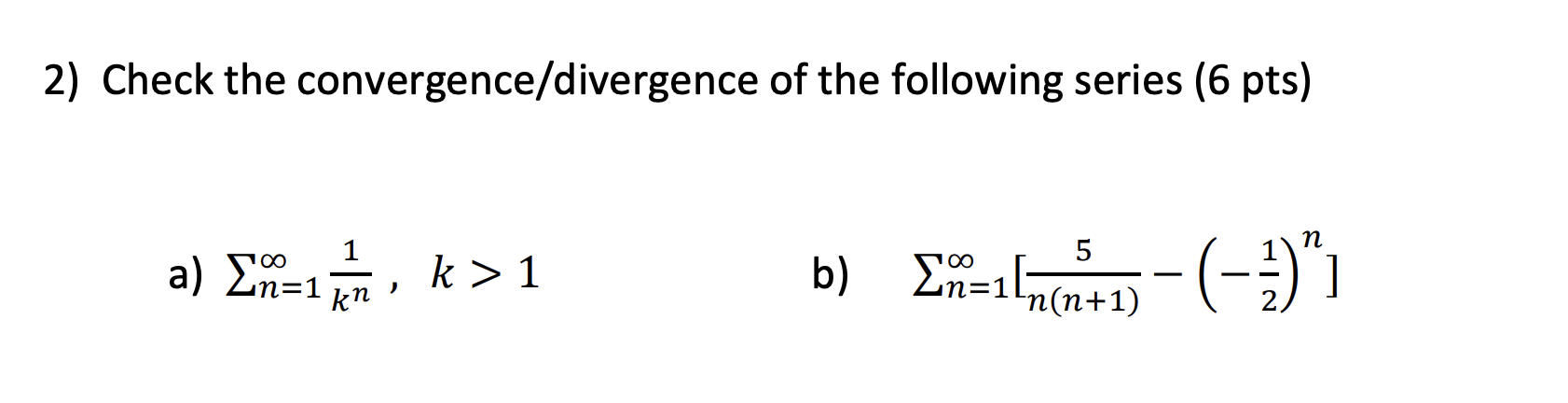 Solved 2) Check the convergence/divergence of the following | Chegg.com