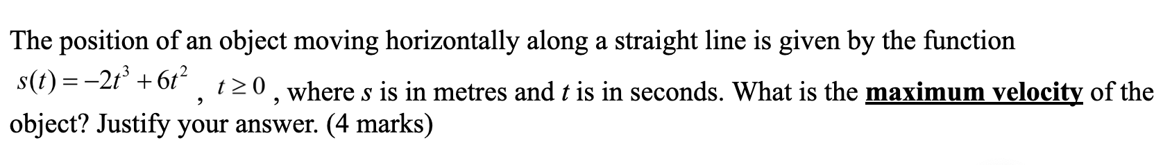 Solved The position of an object moving horizontally along a | Chegg.com