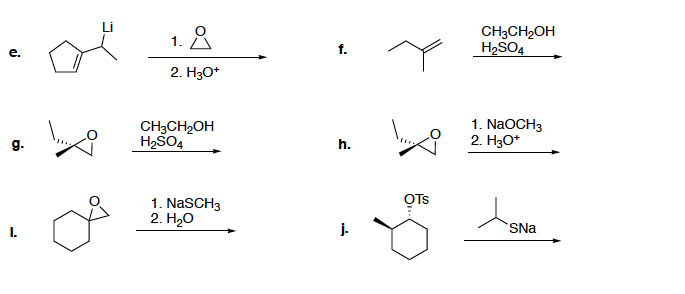 Solved CH3CH2OH H2SO4 e. f. 2. H307 CH3CH2OH H2SO4 1. NaOCH3 | Chegg.com
