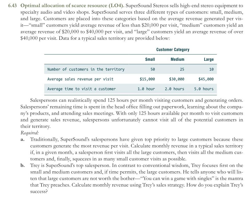 Solved 6.43 Optimal allocation of scarce resource (LO4). | Chegg.com