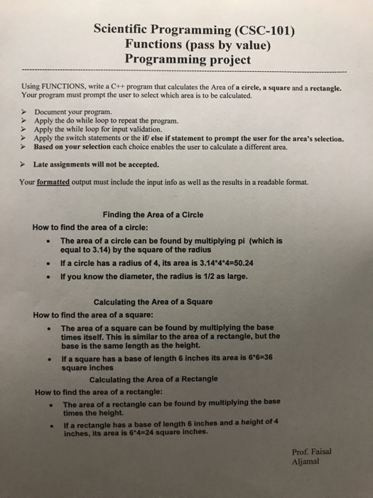 Solved Scientific Programming (CSC-101) Functions (pass by | Chegg.com