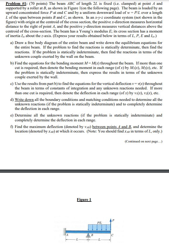 Solved Problem \#1: (70 ﻿points) ﻿The beam \( ﻿A B C \) ﻿of | Chegg.com