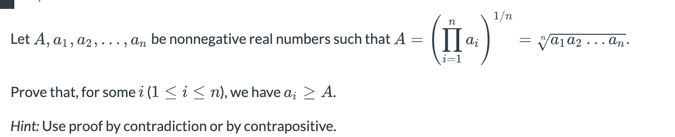 Solved Let A,a1,a2,…,an be nonnegative real numbers such | Chegg.com