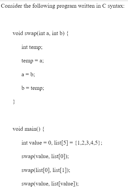 Solved Consider the following program written in C syntax: | Chegg.com