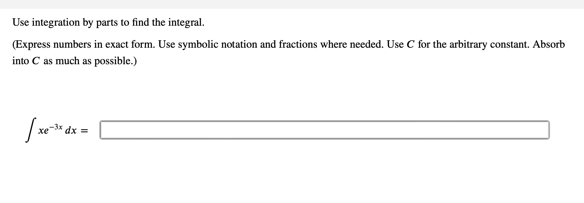 Solved Use integration by parts to find the | Chegg.com